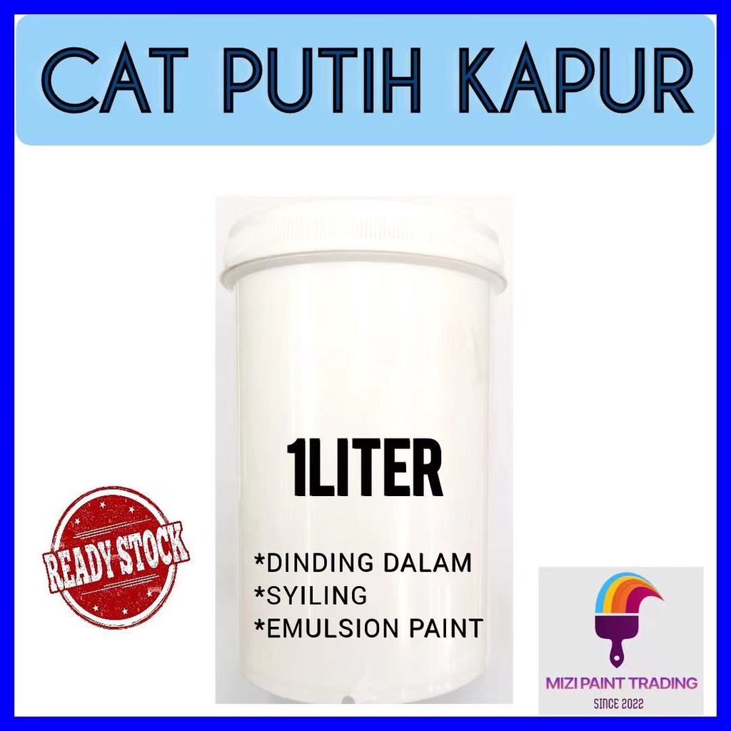 1L Cat Putih Kapur Air/ White Paint/Emulsion White | Shopee Malaysia