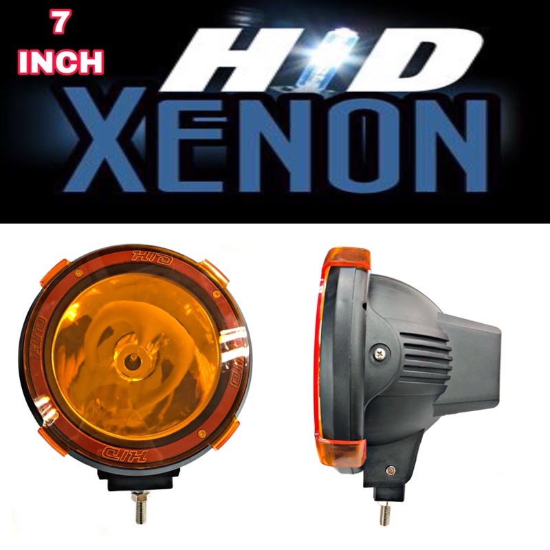 HID XENON SPOTLIGHT ( 7 INCH ) WITH YELLOW COVER 12V 55WATT PAIR ...