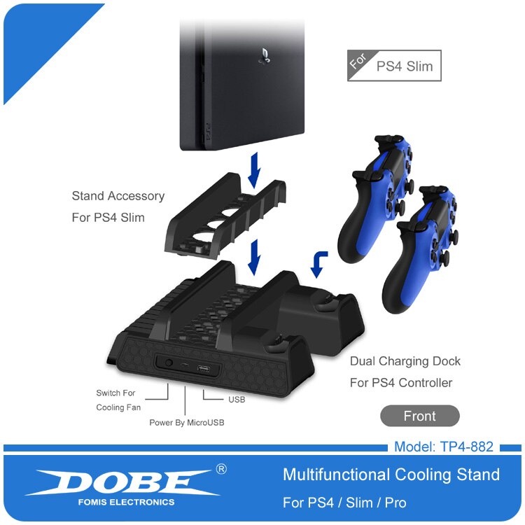 PS4 DOBE Multifunctional Cooling Fan Charging Stand [PS4 Slim / PS4 Pro ...