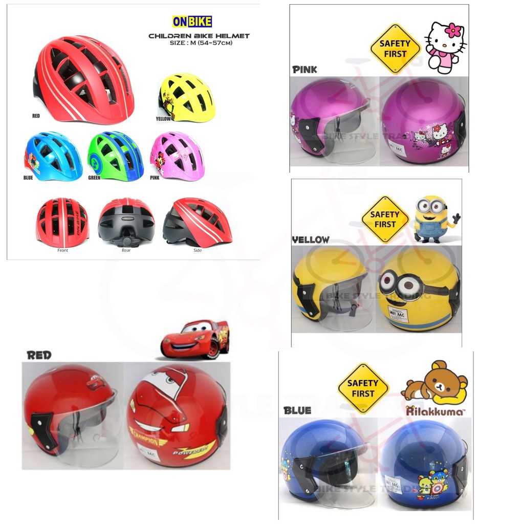 HELMET FOR KIDS, TOPI BASIKAL BUDAK, KIDS HELMET , MINION, MICKET MOUSE ...