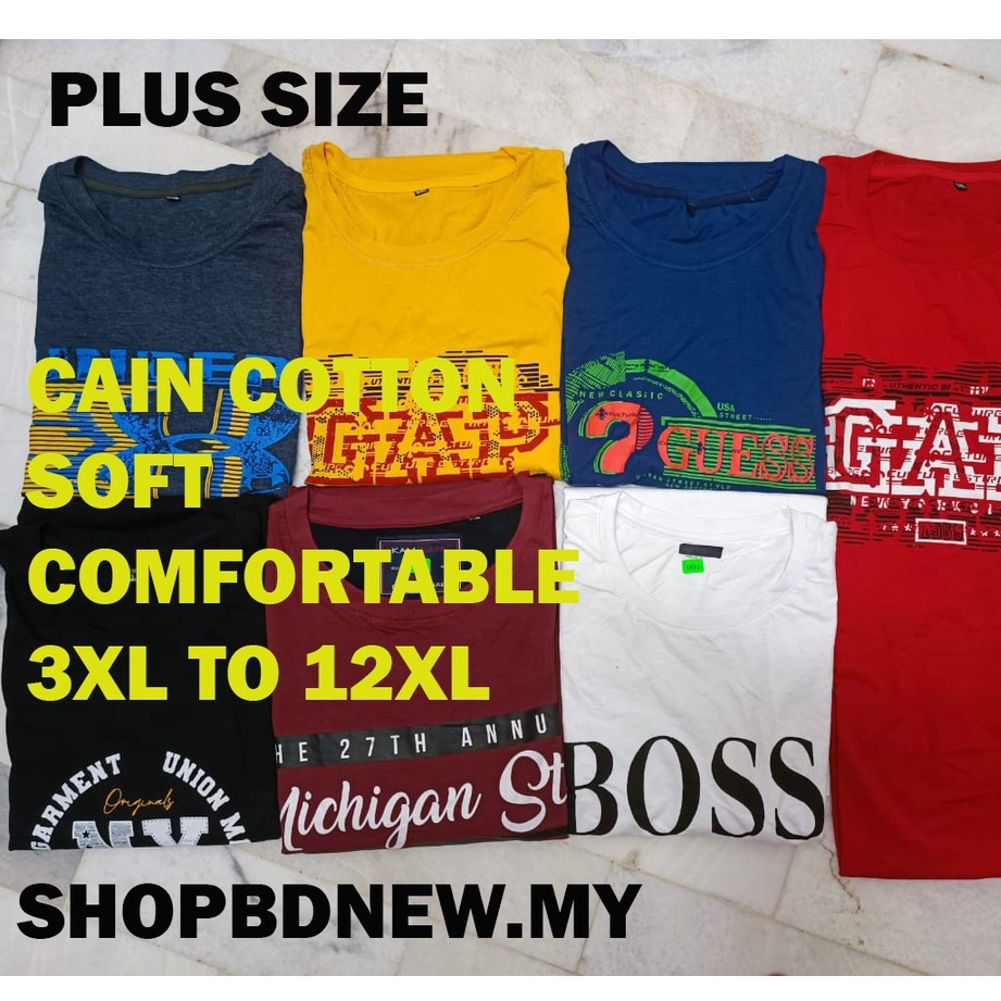(PLUS SIZE 3XL-8XL) Tshirt Murah Harga BORONG KAIN COTTTON | Shopee Malaysia