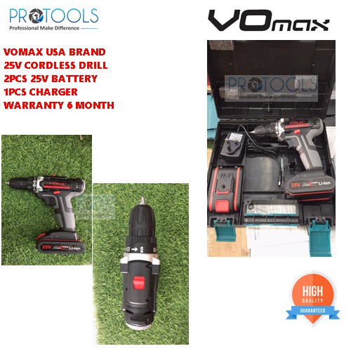 VOMAX USA BRAND HEAVY DUTY 25V CORDLESS DRILL - 6 MONTH WARRANTY ...