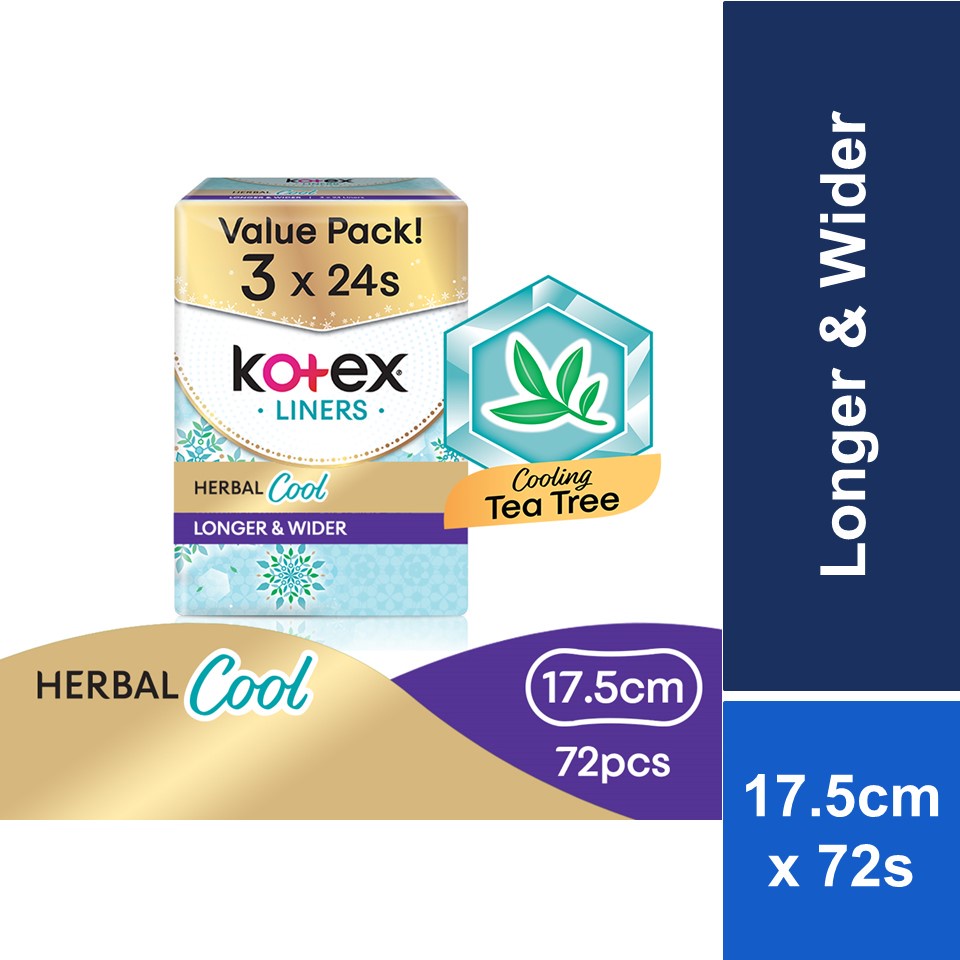 Kotex Herbal Cool Liners Longer & Wider 24s x 3 | Shopee Malaysia