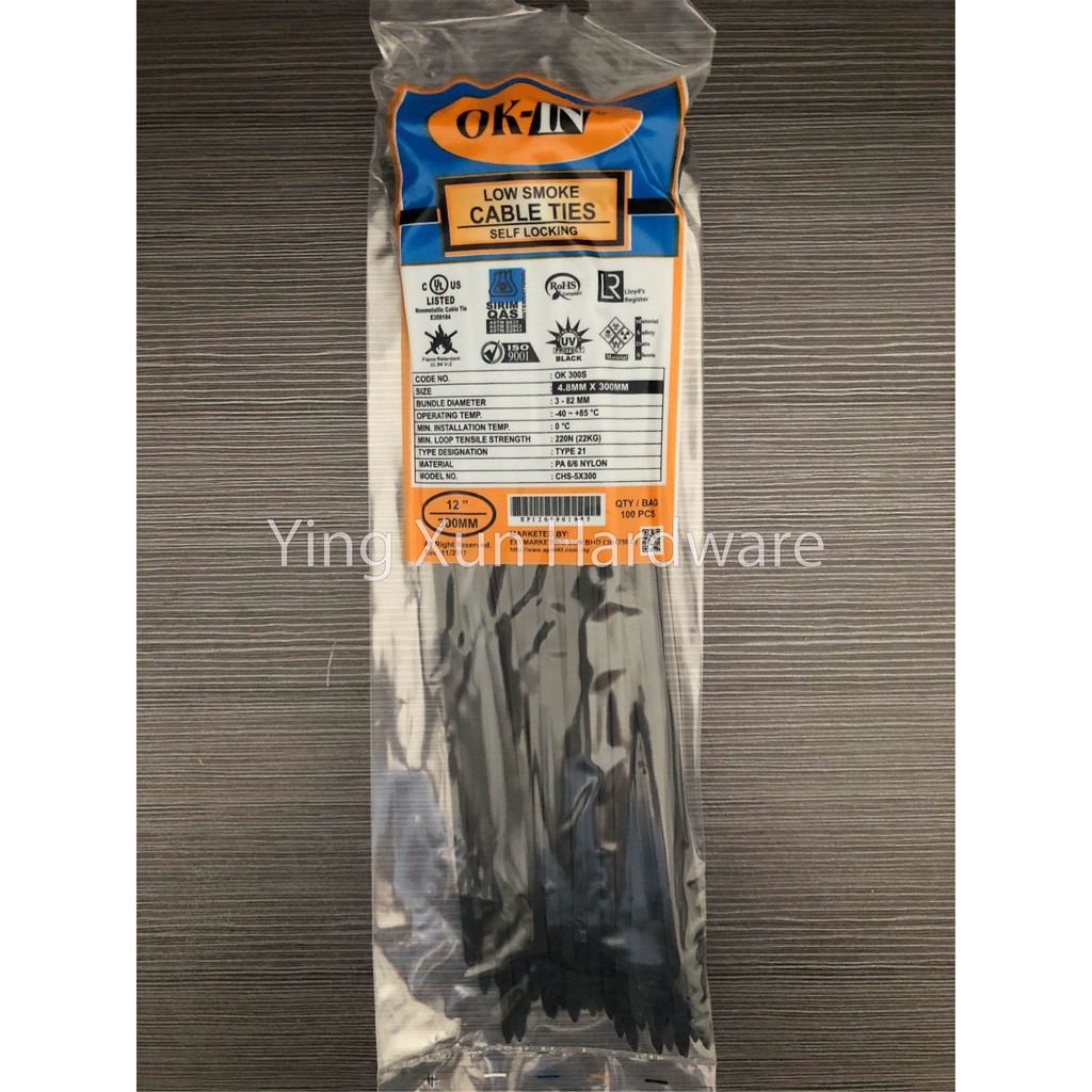 OK-IN Nylon Cable Tie Black Cable Wire Garden Plastik Ikat Pengikat ...