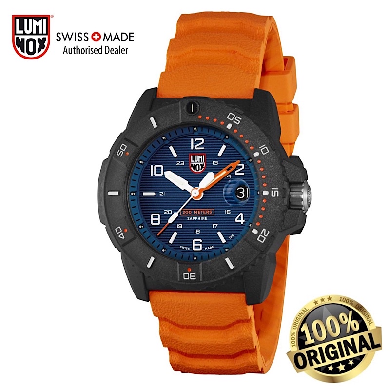 (Official Warranty) Luminox Navy Seal Diver Orange Rubber Band Men ...