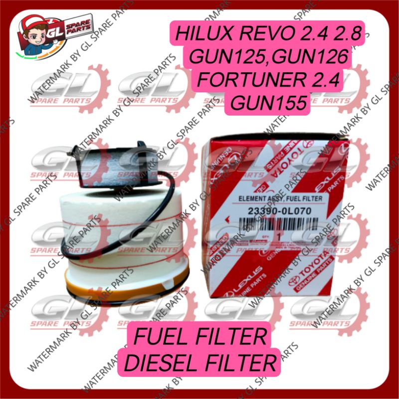 (MERDEKA PROMO)DIESEL FUEL FILTER TOYOTA HILUX REVO GUN125 GUN126 FORTUNER 2.4 GUN155 (23390 ...