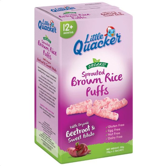 Little Quacker Organic Brown Sprouted Rice Puffs Beetroot & Sweet ...
