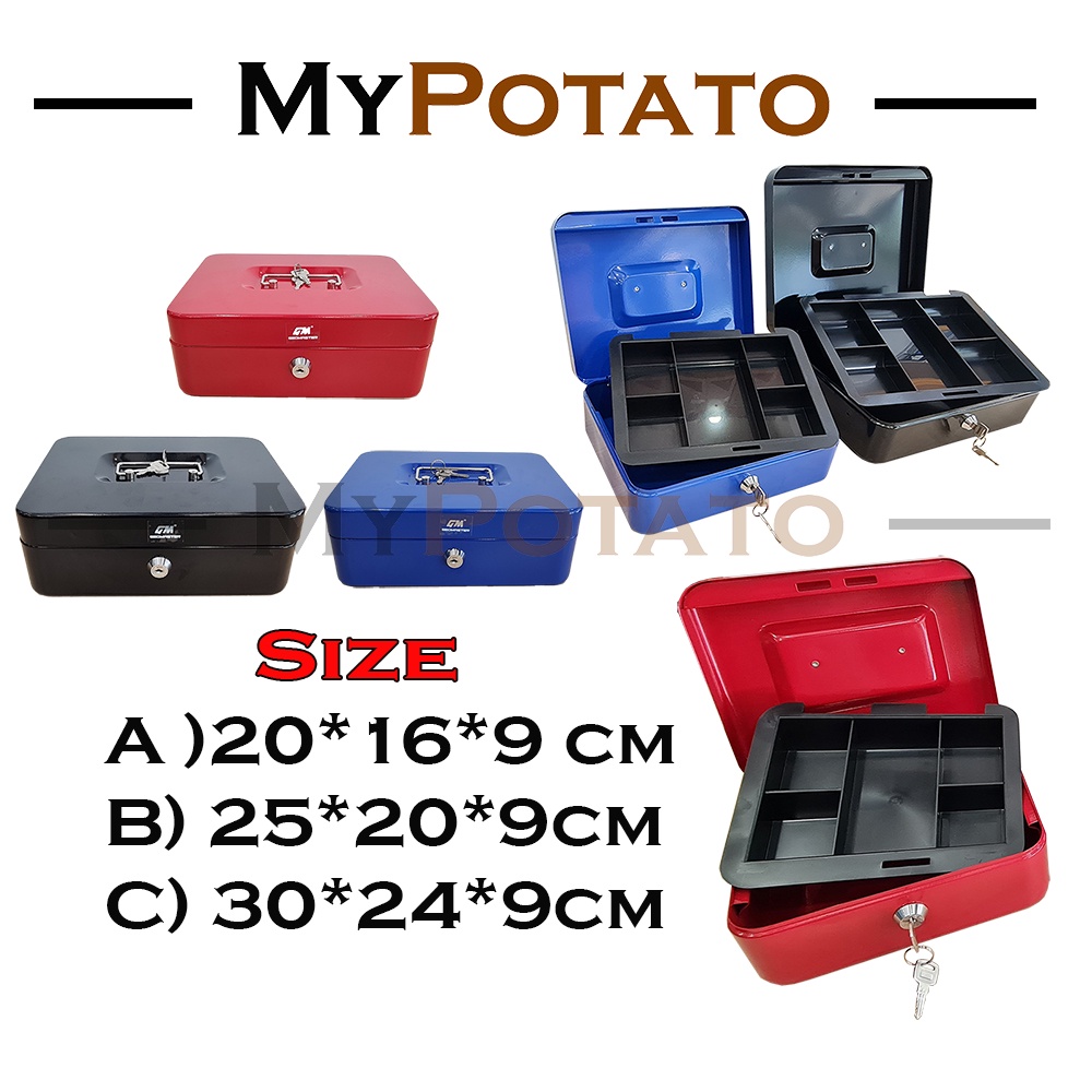 Metal Cash Box , Petty Cash Box 20cm / 25cm / 30cm Key Lockable Metal ...
