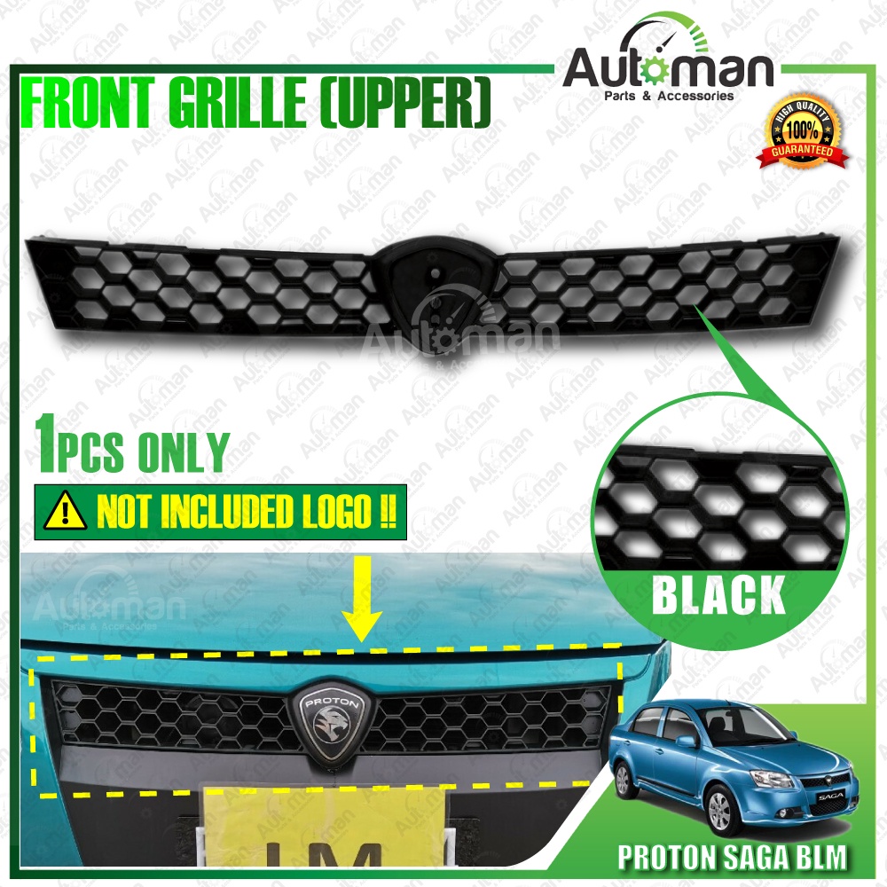 Proton Saga BLM Black Front Upper Bumper Grille Grill Sarong Cover ...