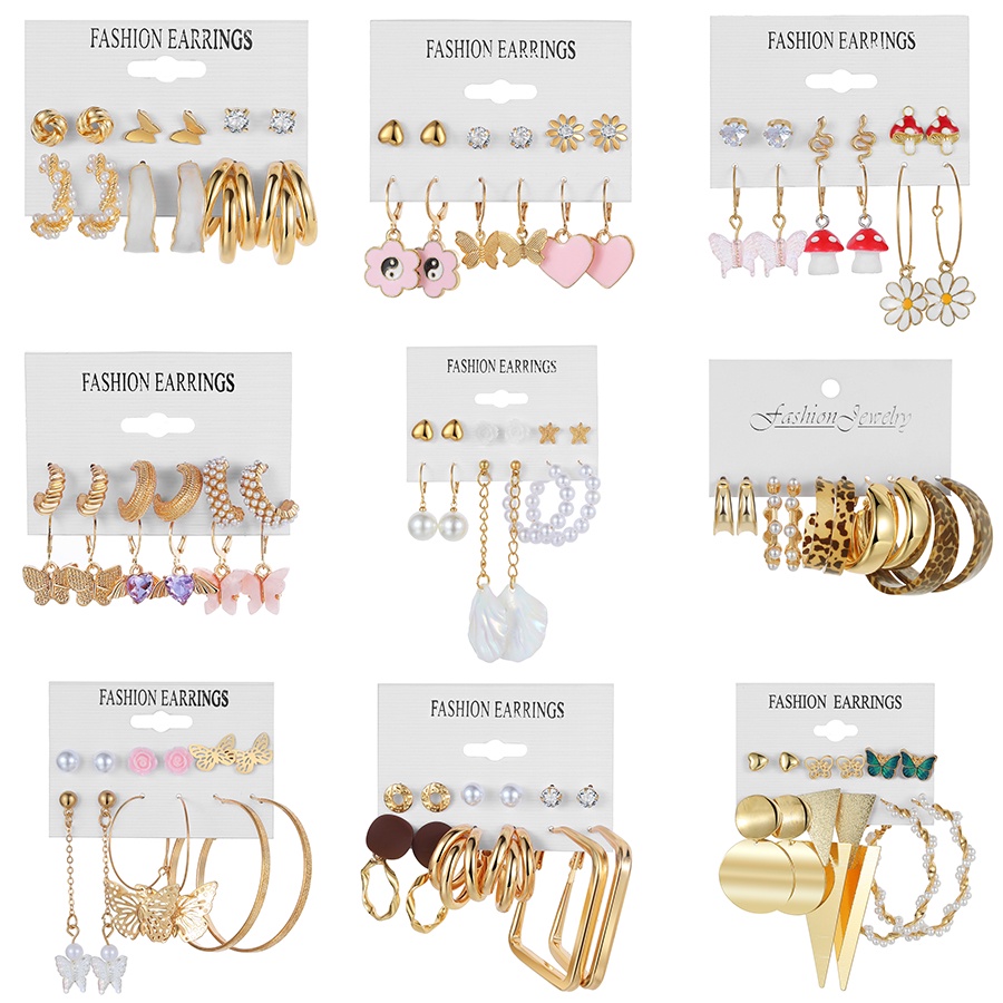 4 pairs/set Drop Earrings Set Pearl Metal Twist Earrings for Women ...