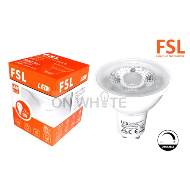 FSL LED MR16 GU10 7W 2700K 240V BULB [Dimmable] | Shopee Malaysia