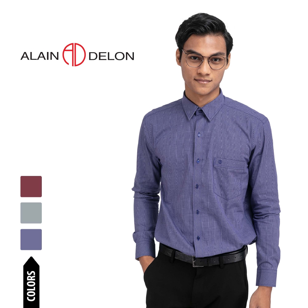 Alain Delon Long Sleeve Checked Business Shirt - 15119007 | Shopee Malaysia