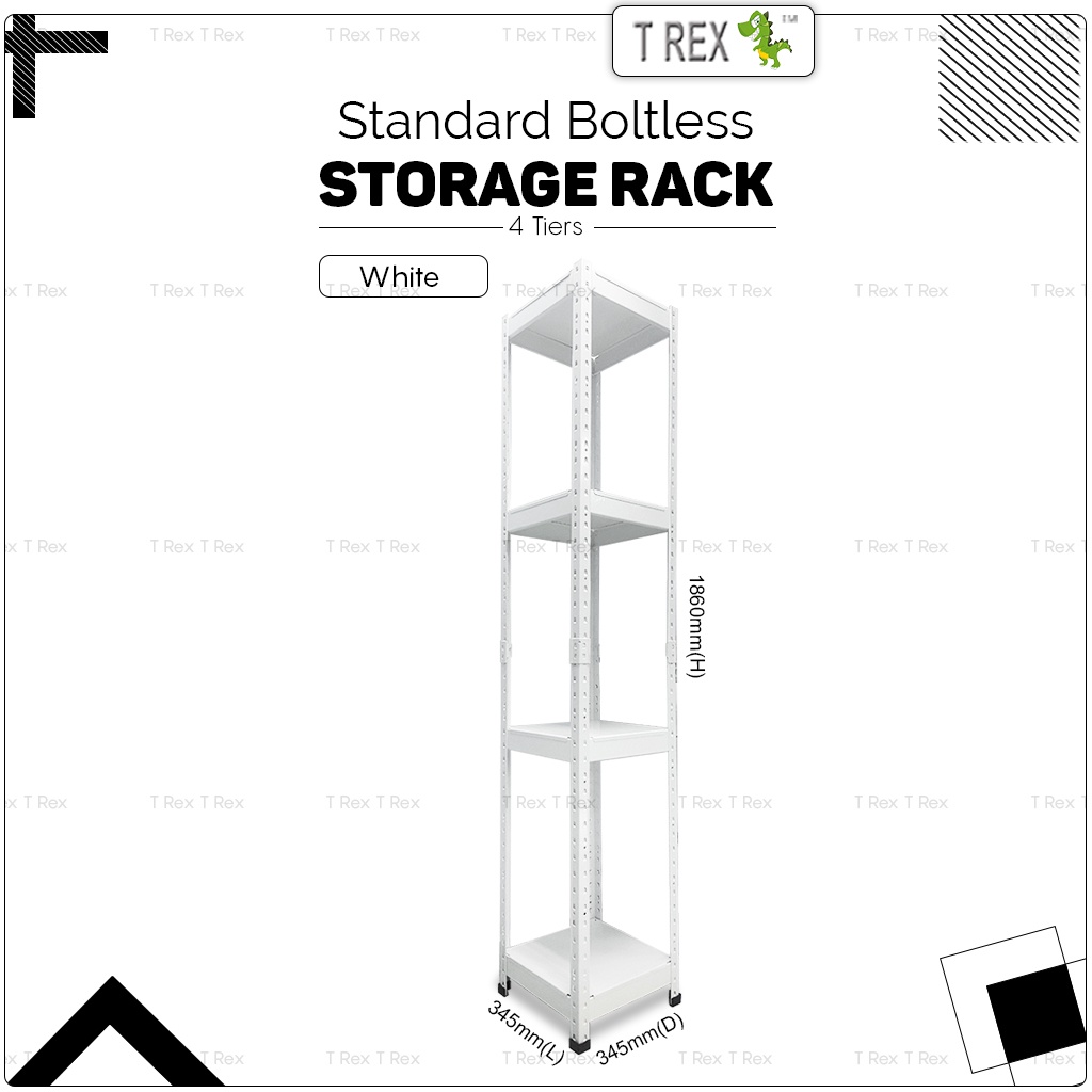 T Rex Standard 4 Tier Steel Boltless Display Rack Storage Rack Steel ...