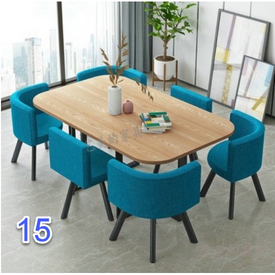 Modern 6 Seater Dining Table Set 6 Chairs Conference Training Table ...