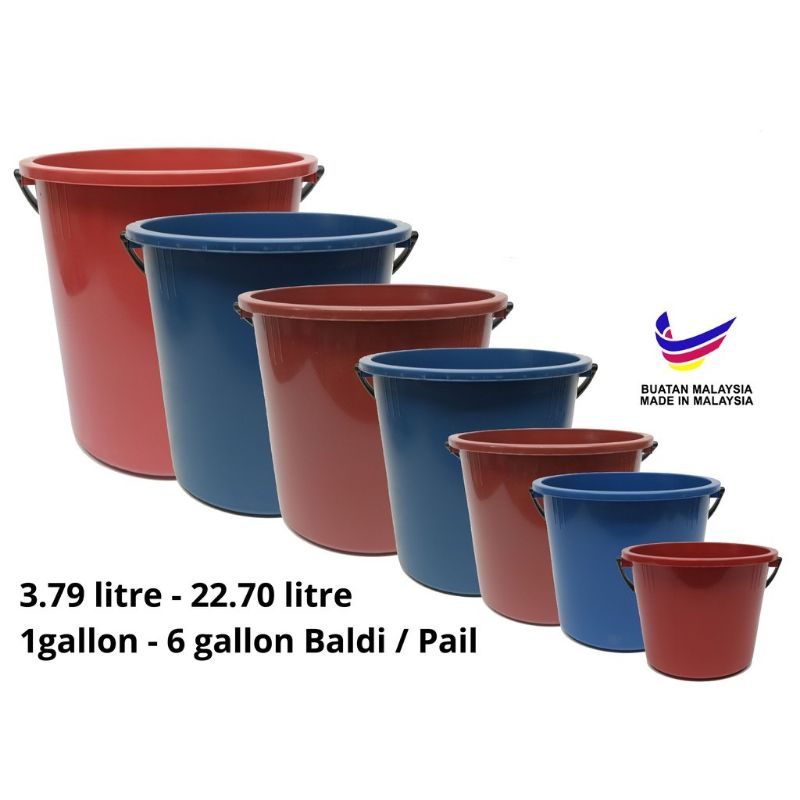 BALDI AIR/BALDI BILIK AIR/BALDI ASRAMA/1-6 gallon Plastic Pail/Bucket ...