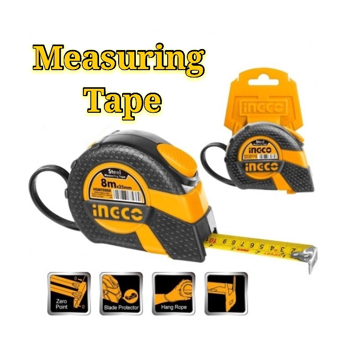 INGCO Steel Measuring Tape (5m x 25mm & 8m x 25mm) Ruler Ukuran Ukuran Tape Measuring Pita ...