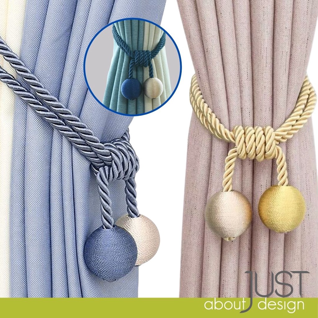 Pengikat Langsir Tali Curtain Tie Clip String Braided Ball Design Decor ...