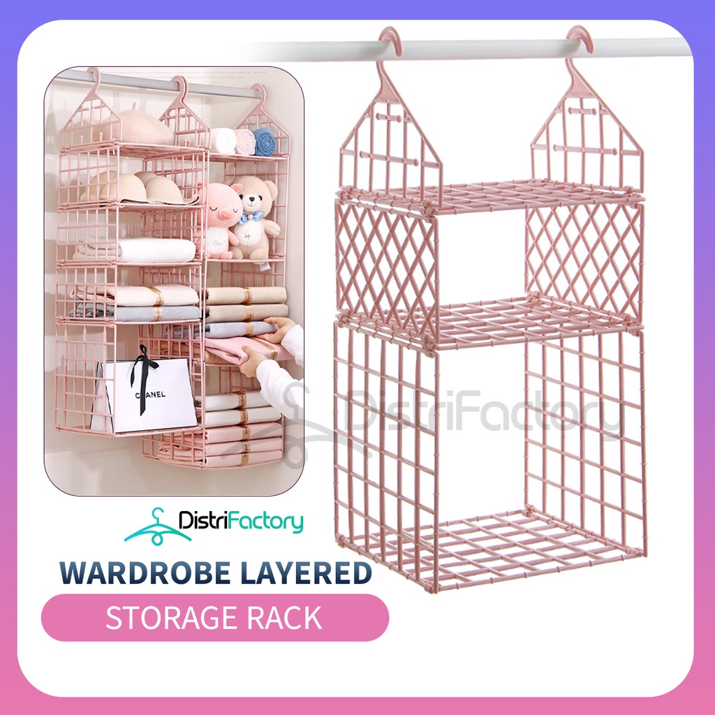 Multi-Layer Foldable Hanging Storage Rack Closet Organizer Folding ...
