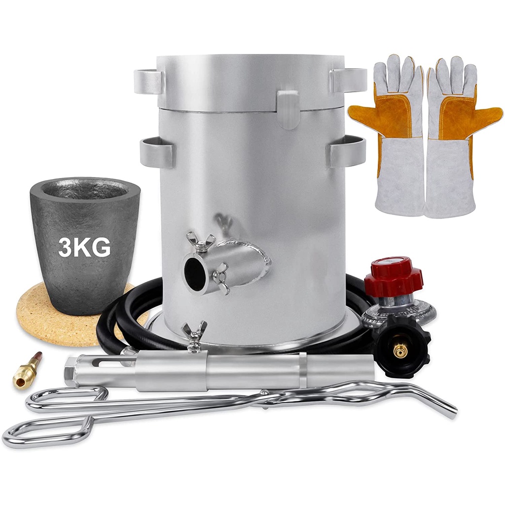 3KG Mini Melting Furnace Kit SS304 2700℉ Melting Gold Copper Aluminum ...