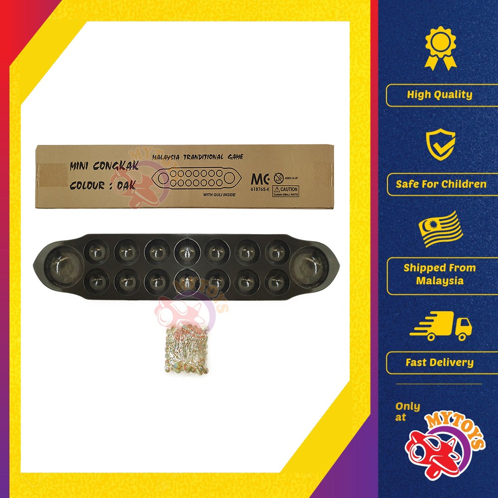 Wooden Congkak Board Wood with Free Marbles Beads Traditional Games ...