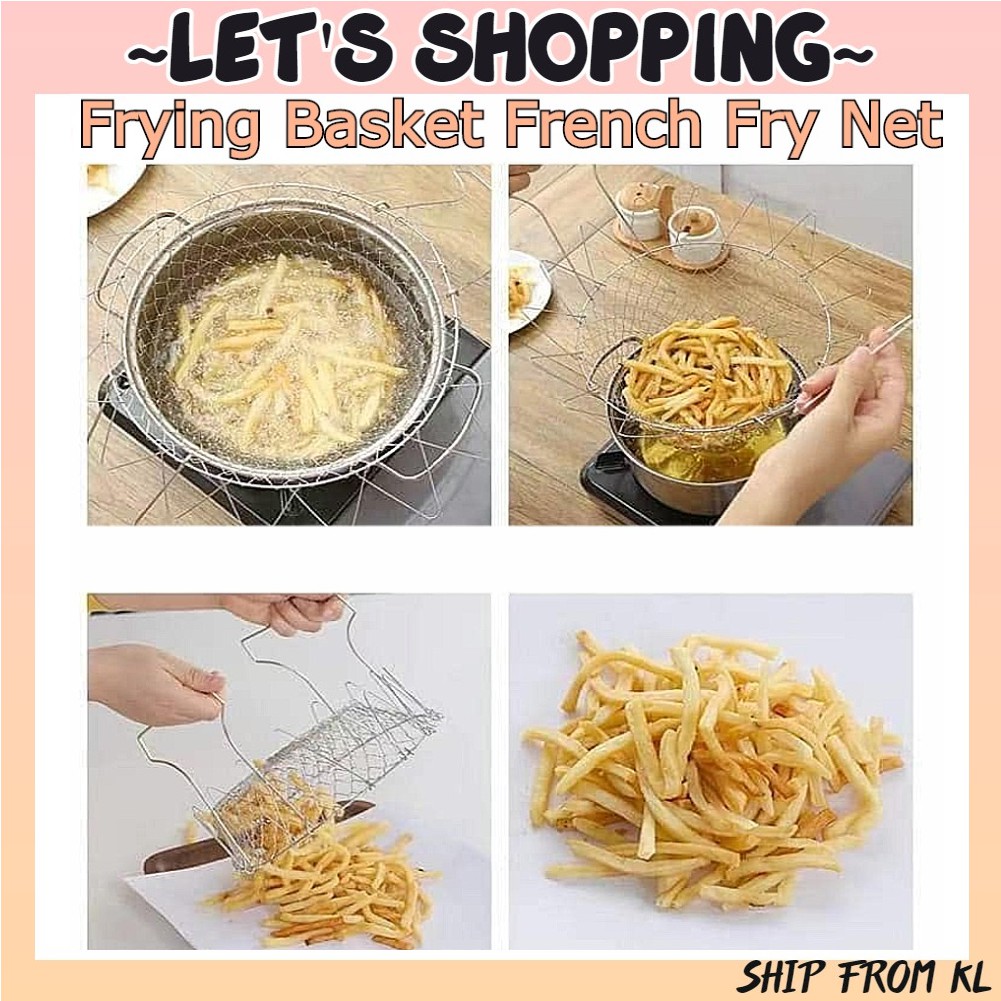 Stainless Steel Flexible Mesh Frying Basket French Fry Net Strainer ...