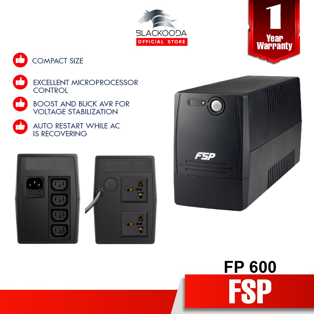 FSP FP-SERIES FP 600 UPS 600 VA / 360 W 4 universal outlets | Shopee ...