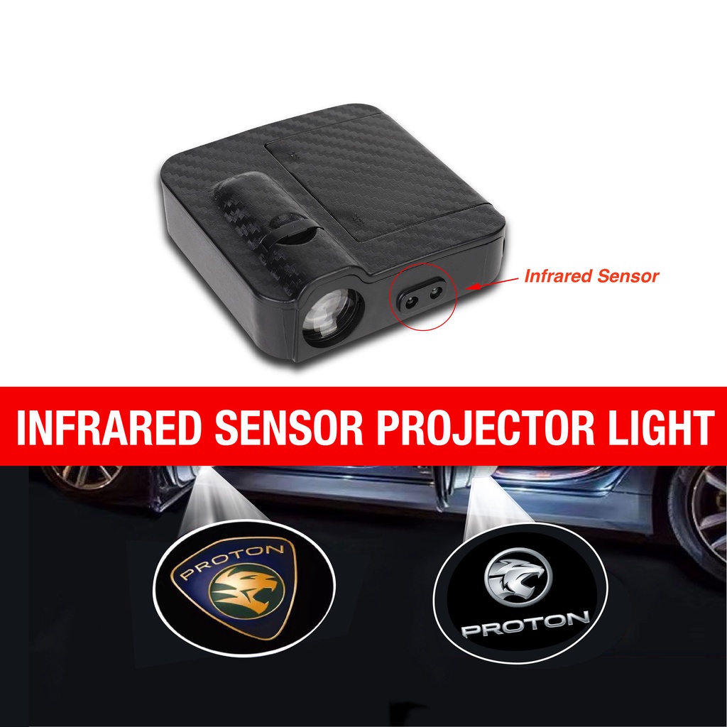 2PCS [PROTON] Carbon Car Door Wireless Welcome Light Sensor Saga Iriz ...