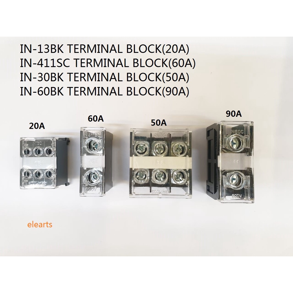 IN-13BK(20A) / IN-30BK(50A) / IN-411SC(60A) / IN-60BK(90A) TERMINAL BLOCK | Shopee Malaysia