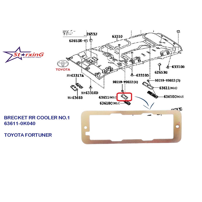 Toyota Fortuner Ceiling AC Grille Brackets 63611-0K040 | Shopee Malaysia