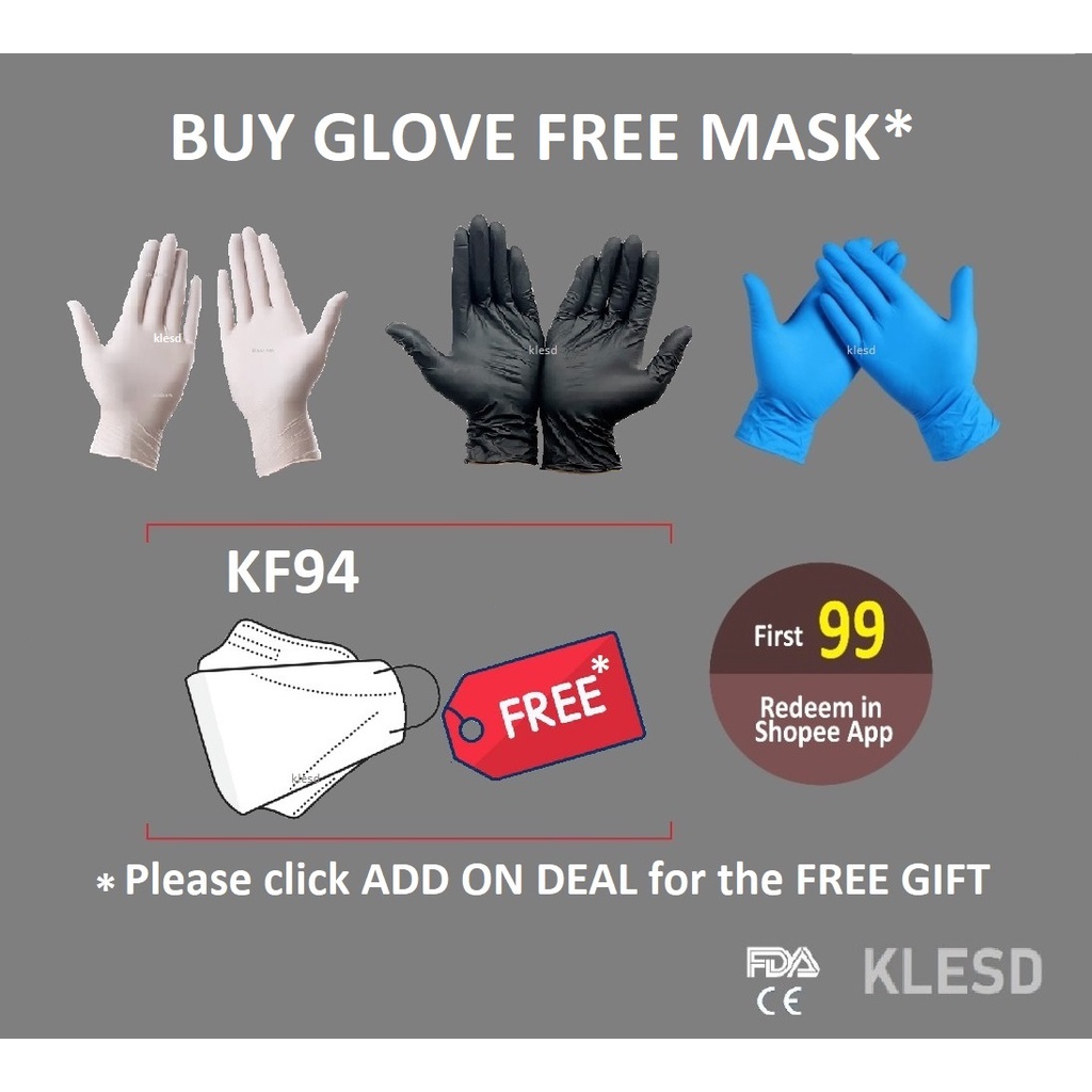 Ready Stock/ klesd/ 100pcs per bag/ ESD Nitrile or Latex Glove Powder ...