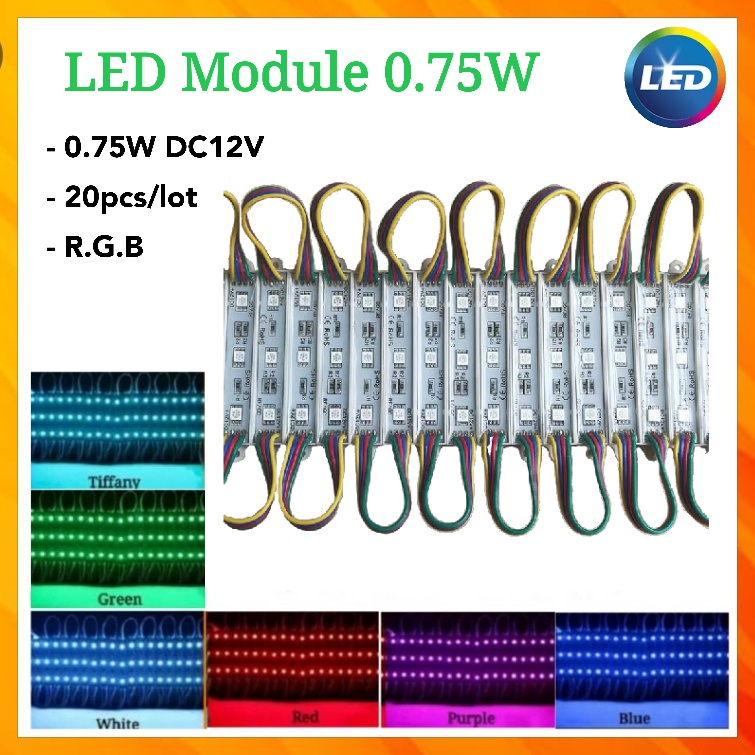 20pcs/Lot Led Modules DC 12V SMD 5050 0.75W Waterproof | Shopee Malaysia