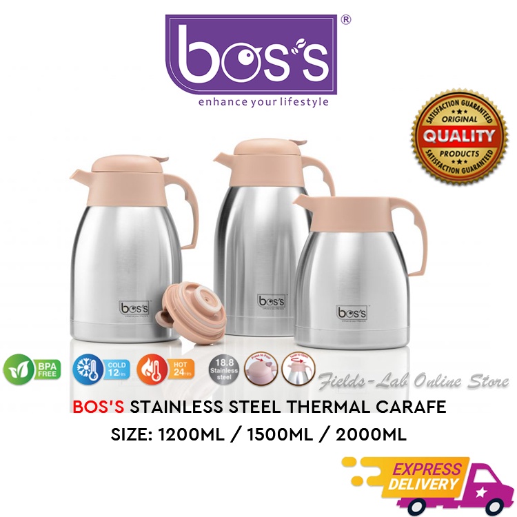 BOS'S Stainless Steel Thermal Carafe (1200ml / 1500ml / 2000ml) | Shopee Malaysia