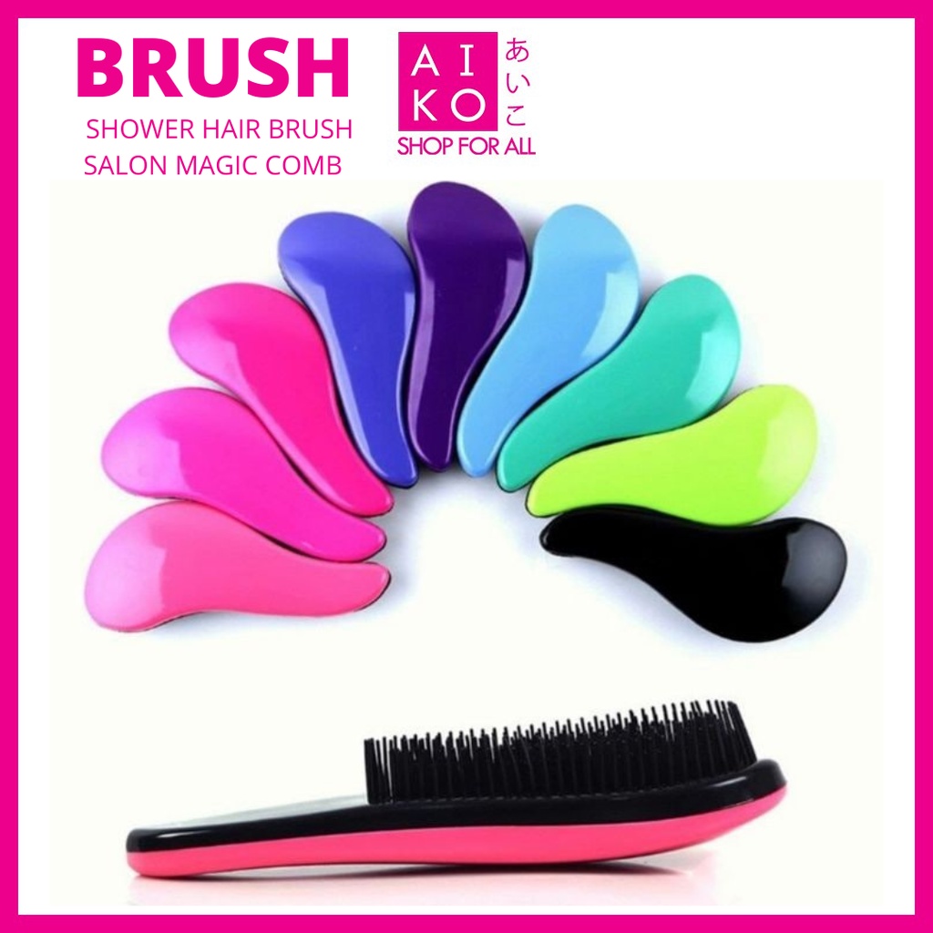 (AIKO) HANDLE TANGLE DETANGLING COMB / SHOWER HAIR BRUSH SALON / MAGIC ...