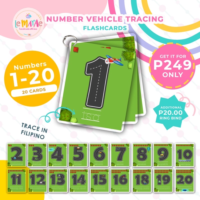 Le Marae Shop - Laminated Flashcards Tracing Cards - NUMBERS TAGALOG ...