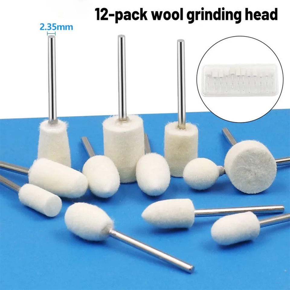12pcs 2.35mm Wool Felt Burr Grinding Head Grinder Burr Abrasive ...