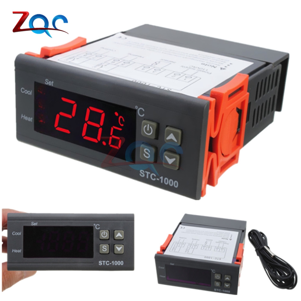 STC-1000 DC 12V 24V AC 110V 220V 10A Two Relay Output LED Digital Temperature Controller ...