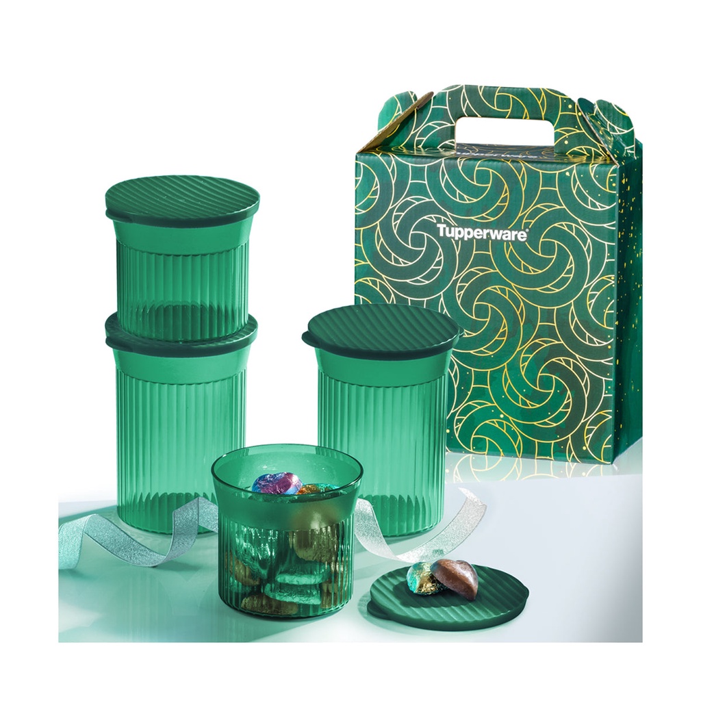 Tupperware Bekas Kacang Elegant Square Set & Round Set with Gift Box ...