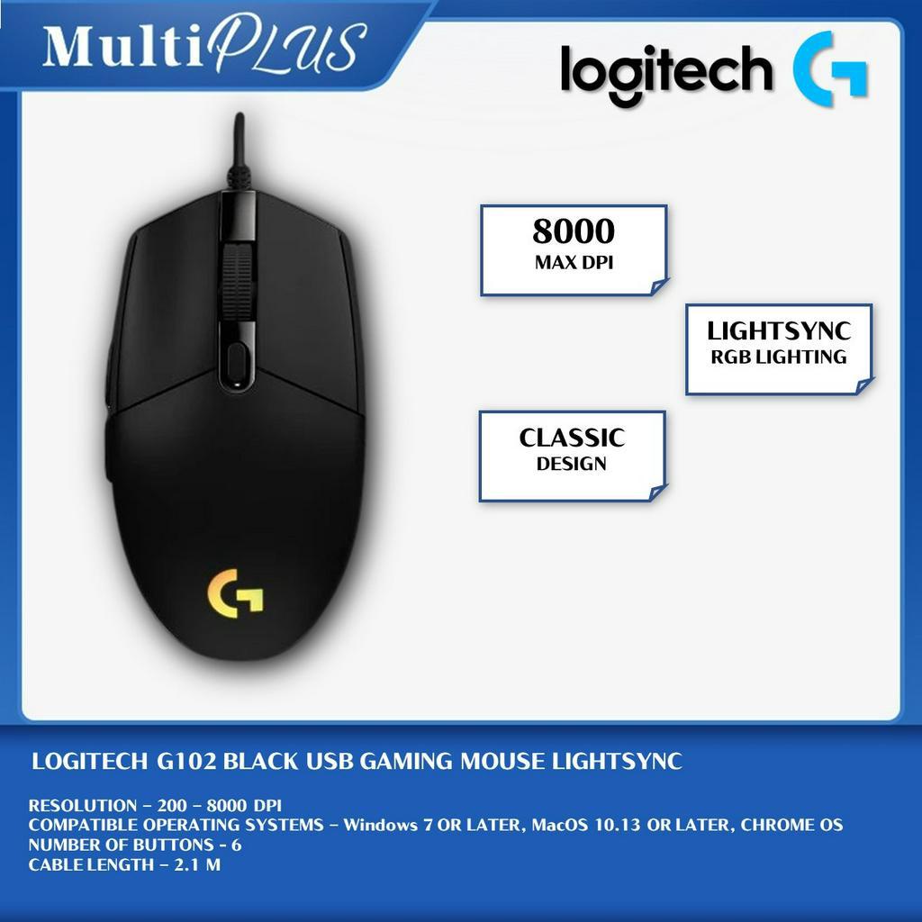 LOGITECH G102 BLACK USB GAMING MOUSE LIGHTSYNC | Shopee Malaysia