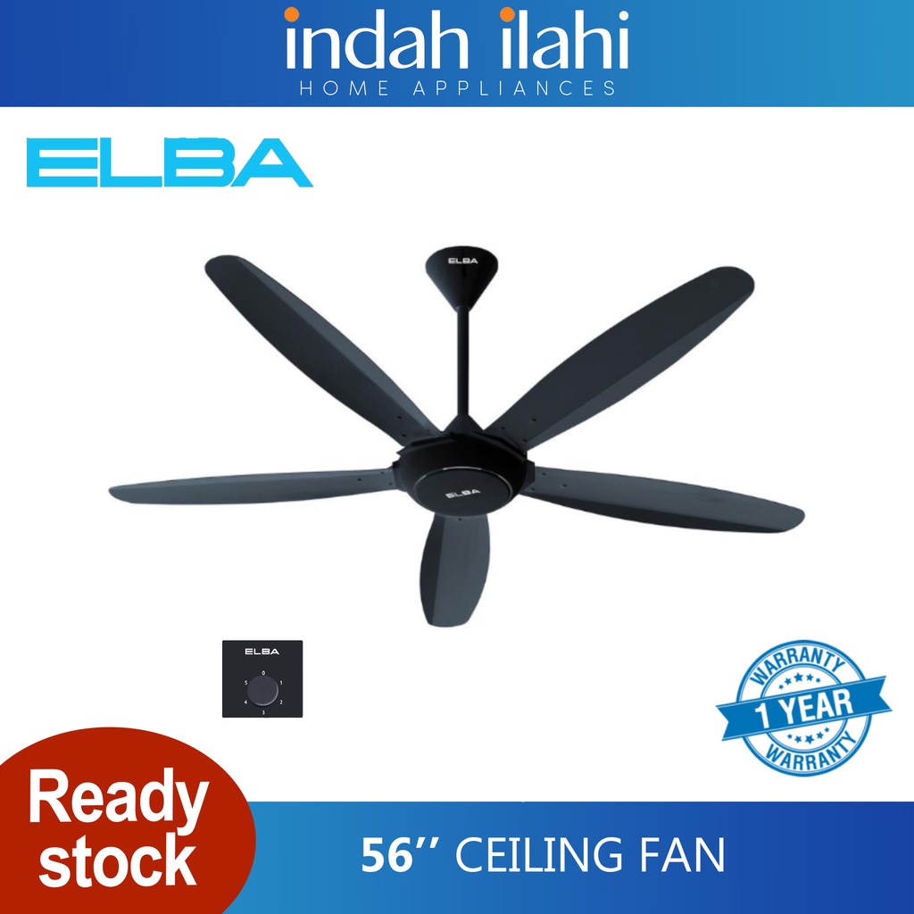 Elba 56" 5 Speed Regulator Control Ceiling Fan 5 Blades ECF-K5605BK ...