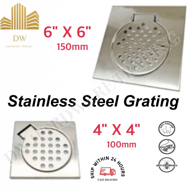 🔥Ready Stock🔥Stainless Steel Floor Grating( 6"X6" 150mm / 4"X4" 100mm ...
