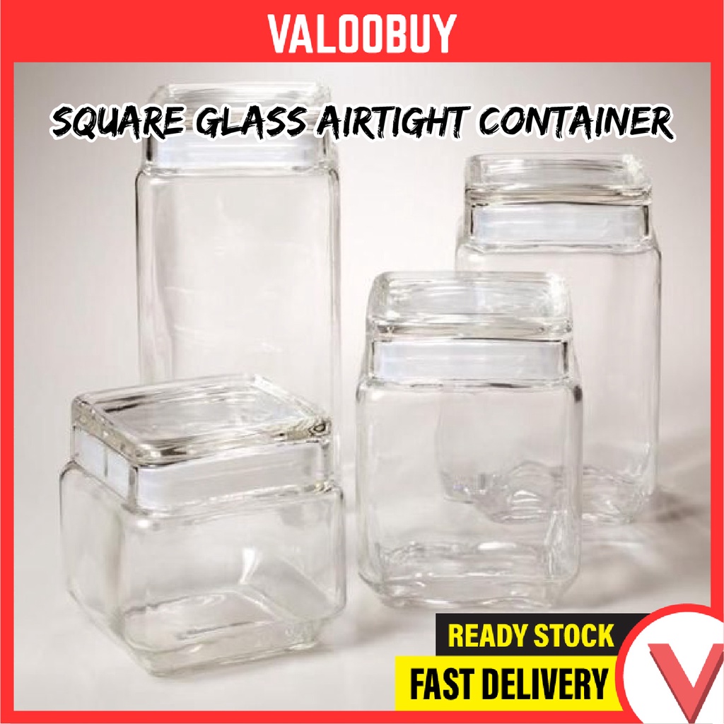 Square Glass Jar 900ml/1300ml/1700ml/2200ml Airtight Container ...