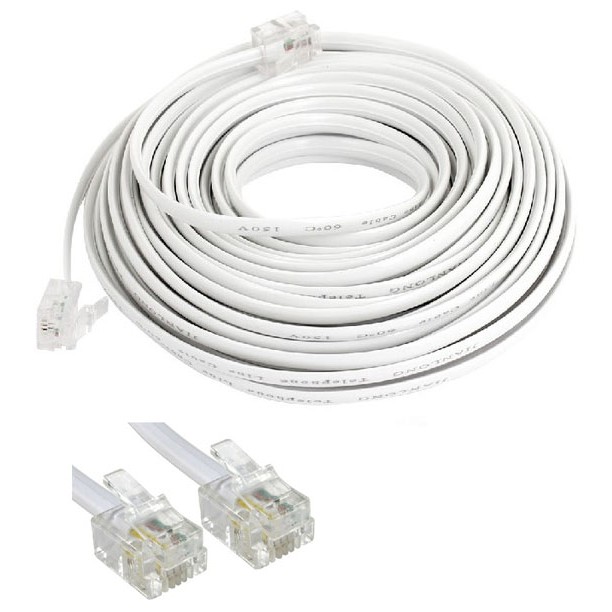 Telephone RJ11 2-line cable 15meter 20meter 6P2C Wayer cord for ADSL ...
