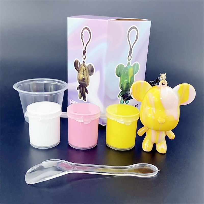 DIY Fluid Bearbrick Keychain Handmade Big Head Violent Bear Fluid ...