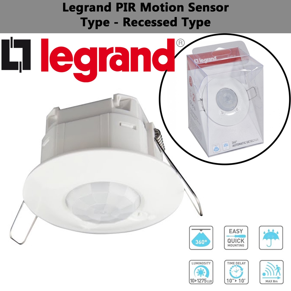 Legrand Sensor Gerakan PIR 048944/048946 Jenis Surface / Recessed - PIR Motion Sensor | Shopee ...
