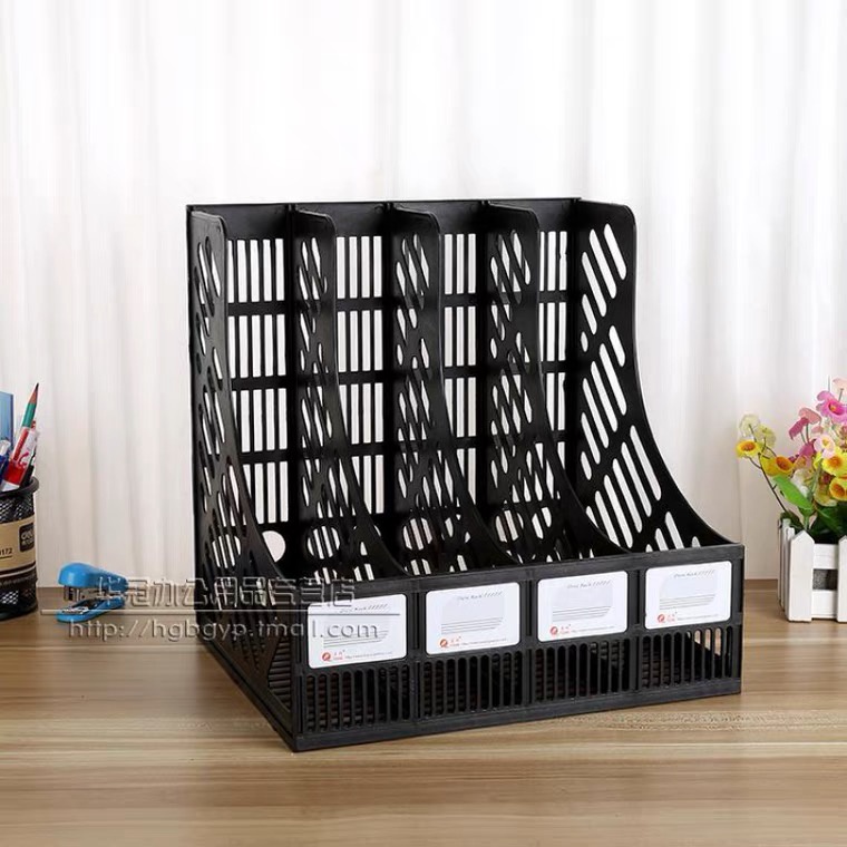 4 Sections Magazine File Stand Holder For Storage Desk Organizer Home ...