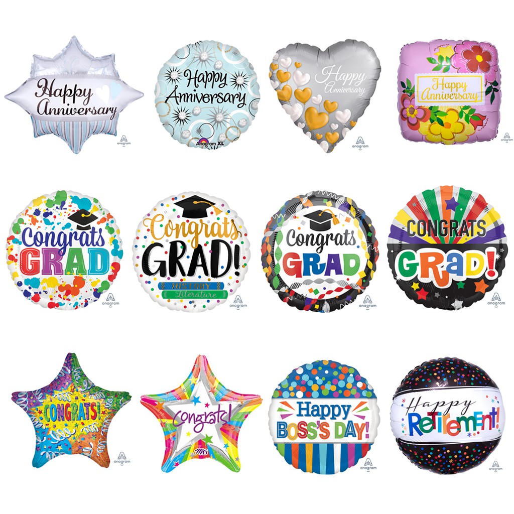 Anagram 18" Foil Balloon Anniversary/ Congrats/ Happy Retirement/ Happy ...