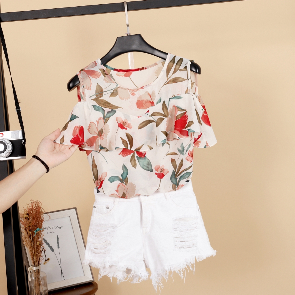 Sexy top midi crop tops 2019 summer new chiffon shirt. | Shopee Malaysia