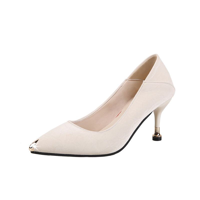 Real Soft Leather Professional Work Shoes Women's Pointed Toe Stiletto ...