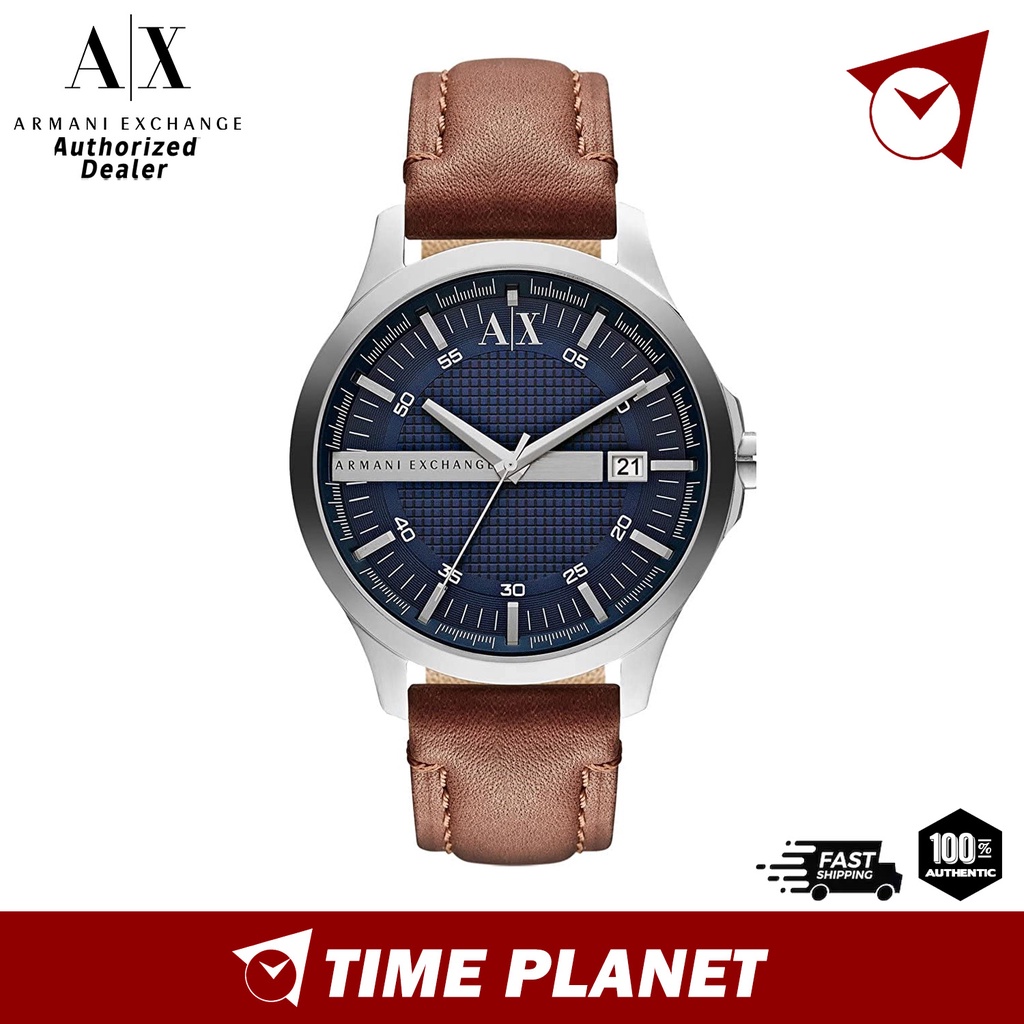 Armani Exchange Men's Navy Dial Brown Leather Watch - Brown AX2133 ...