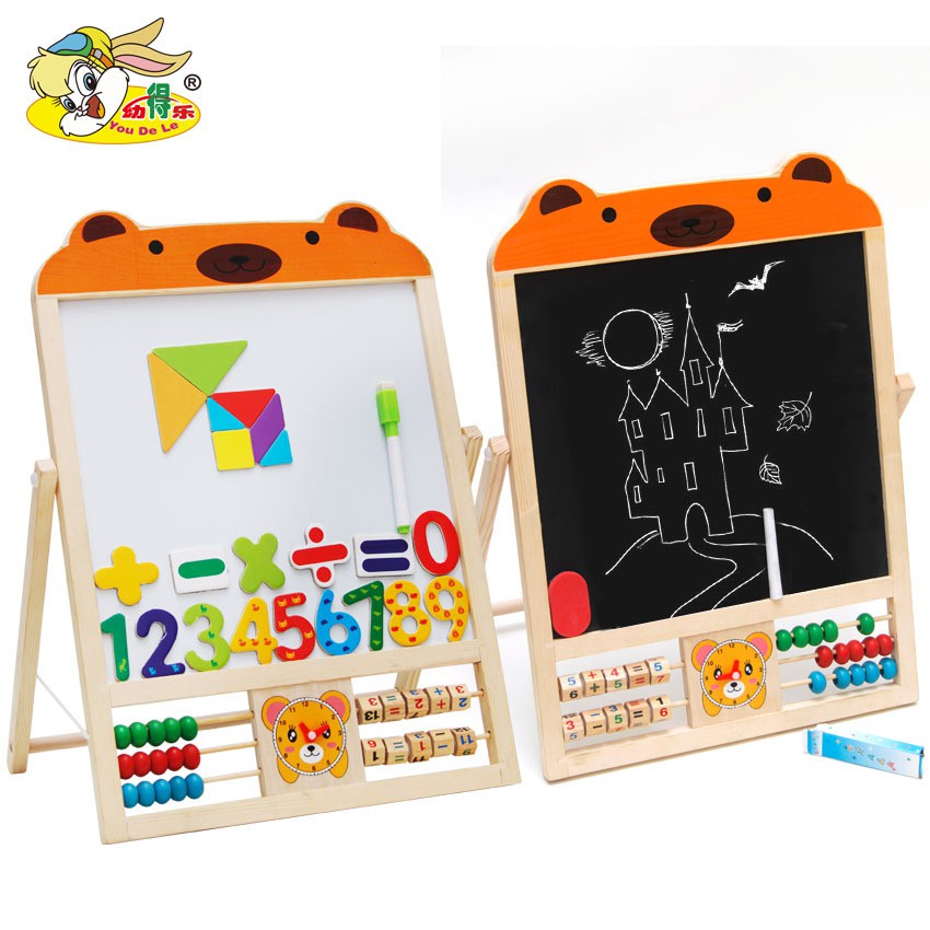 2 in 1 Writing Drawing Magnetic Adjustable White Black Board ...